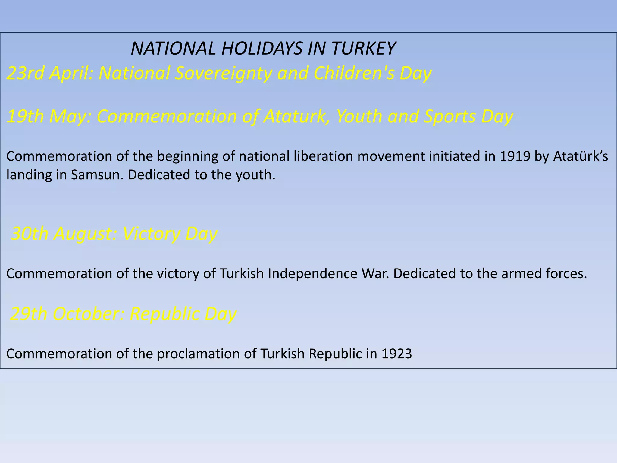 Turkish National Holidays | PPTX