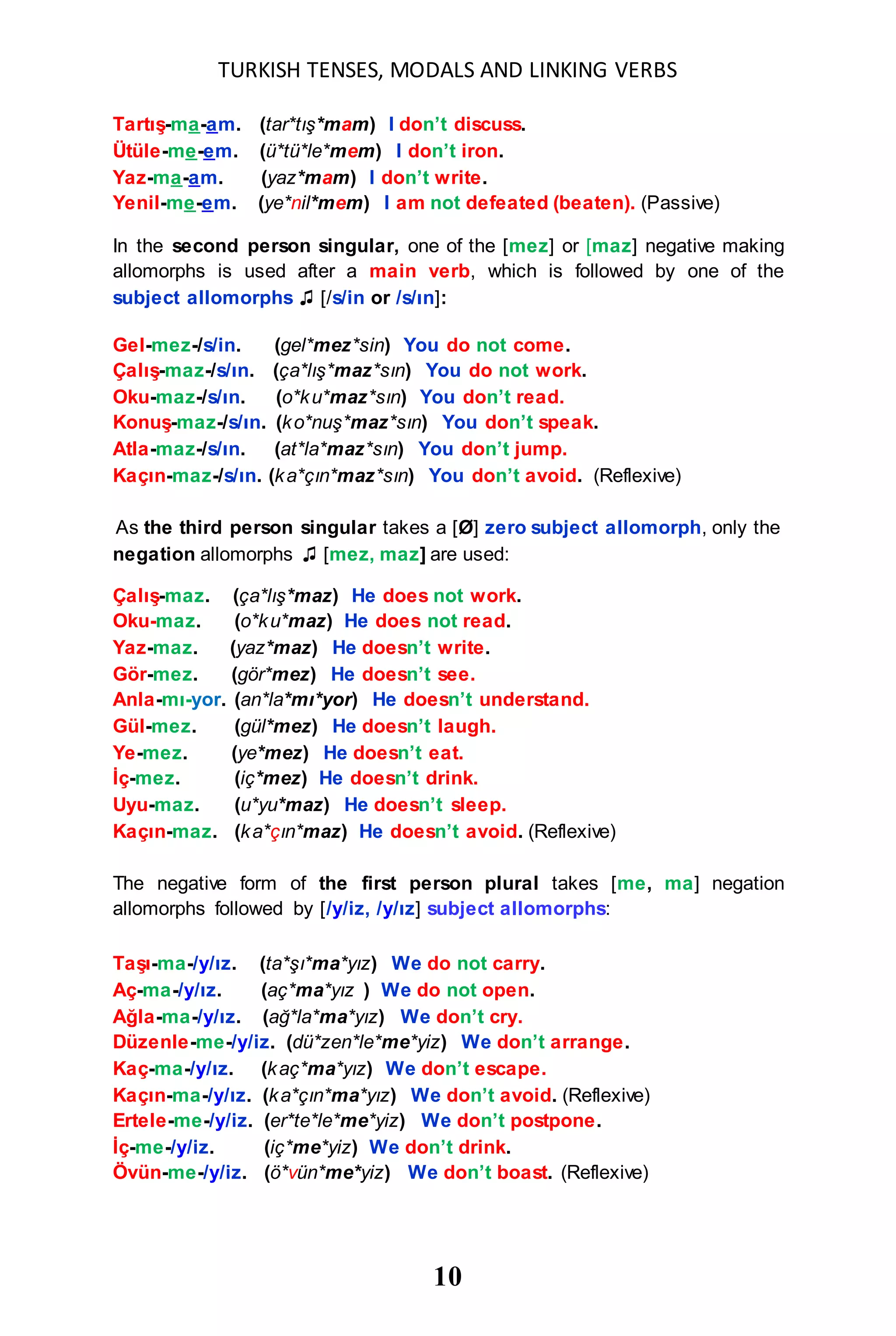 Turkish tenses, modals , linking verbs and their english equivalents ...
