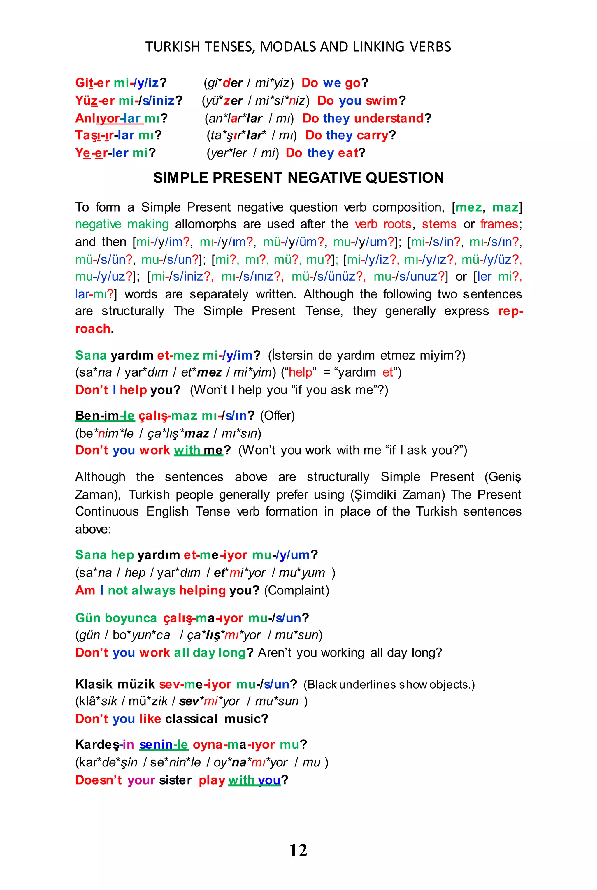Turkish tenses, modals , linking verbs and their english equivalents ...