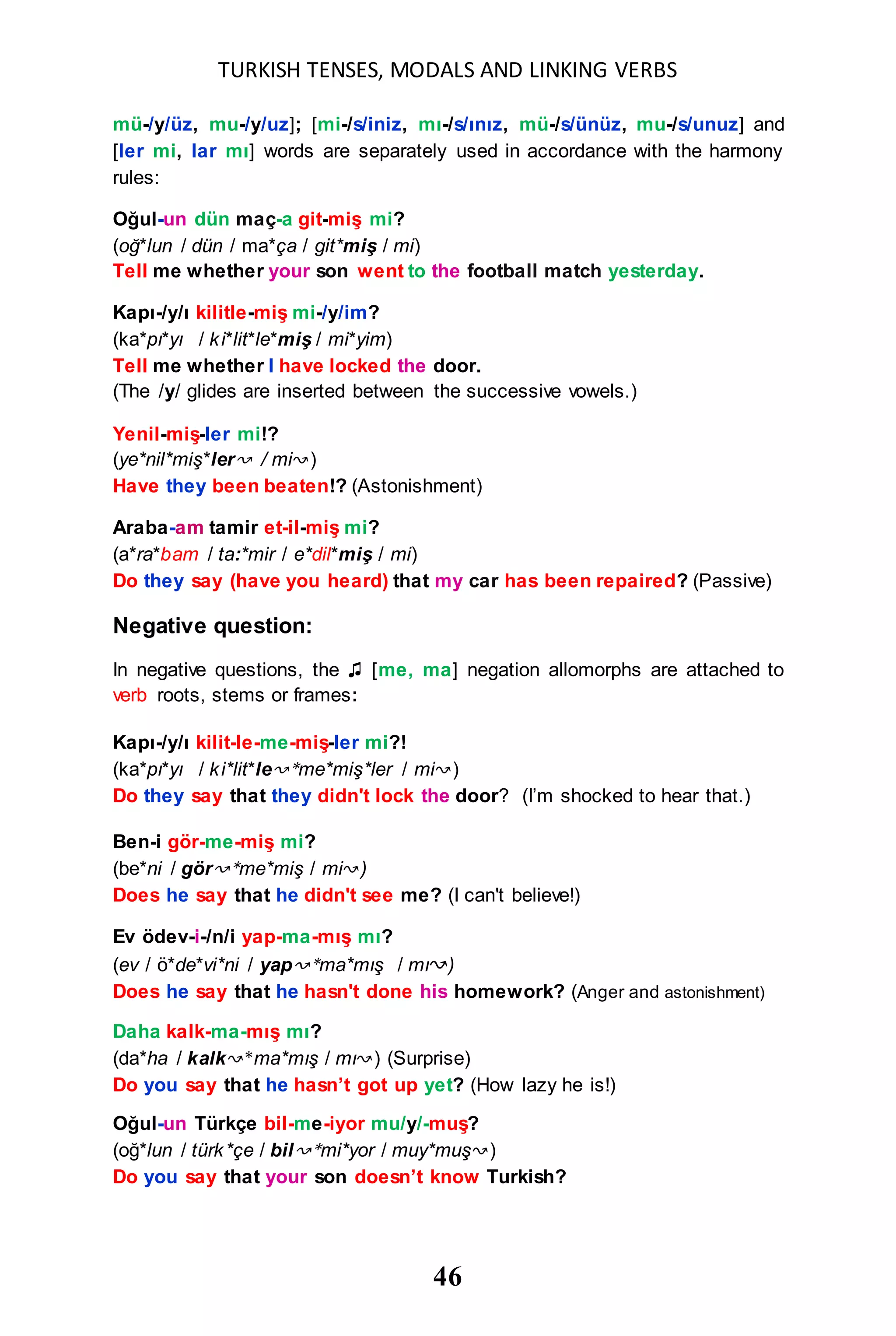 Turkish tenses, modals , linking verbs and their english equivalents ...