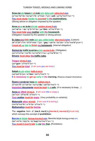 Turkish tenses, modals, linking verbs and their english equivalents ...