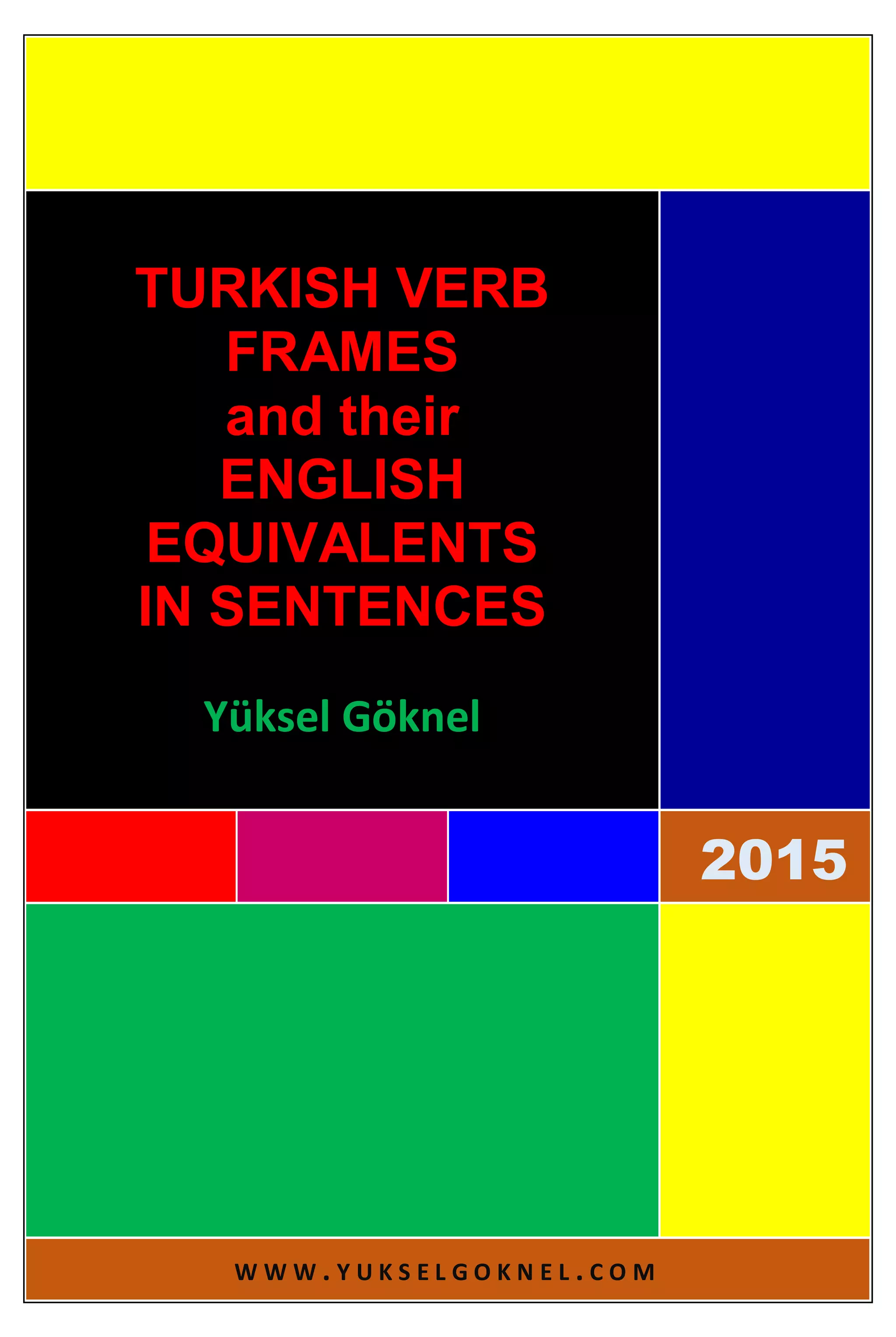 Turkish verb frames and their english equivalents in sentences | PDF
