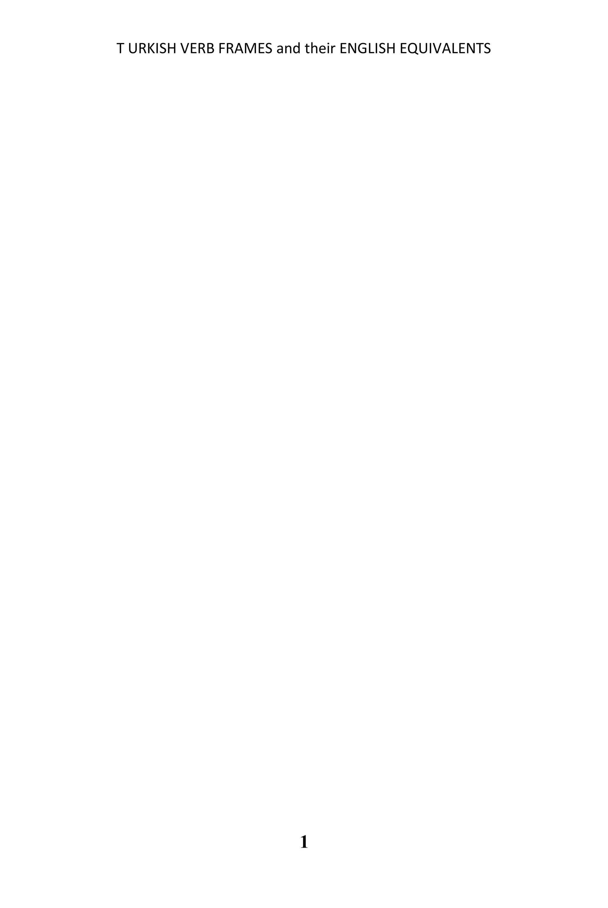 Turkish verb frames and their english equivalents in sentences | PDF