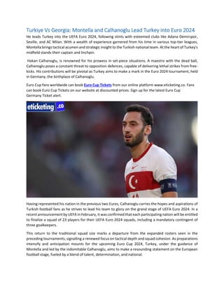 Turkiye Vs Georgia Turkey Preps for UEFA Euro 2024 with Montella.pdf | Currencies | Economy