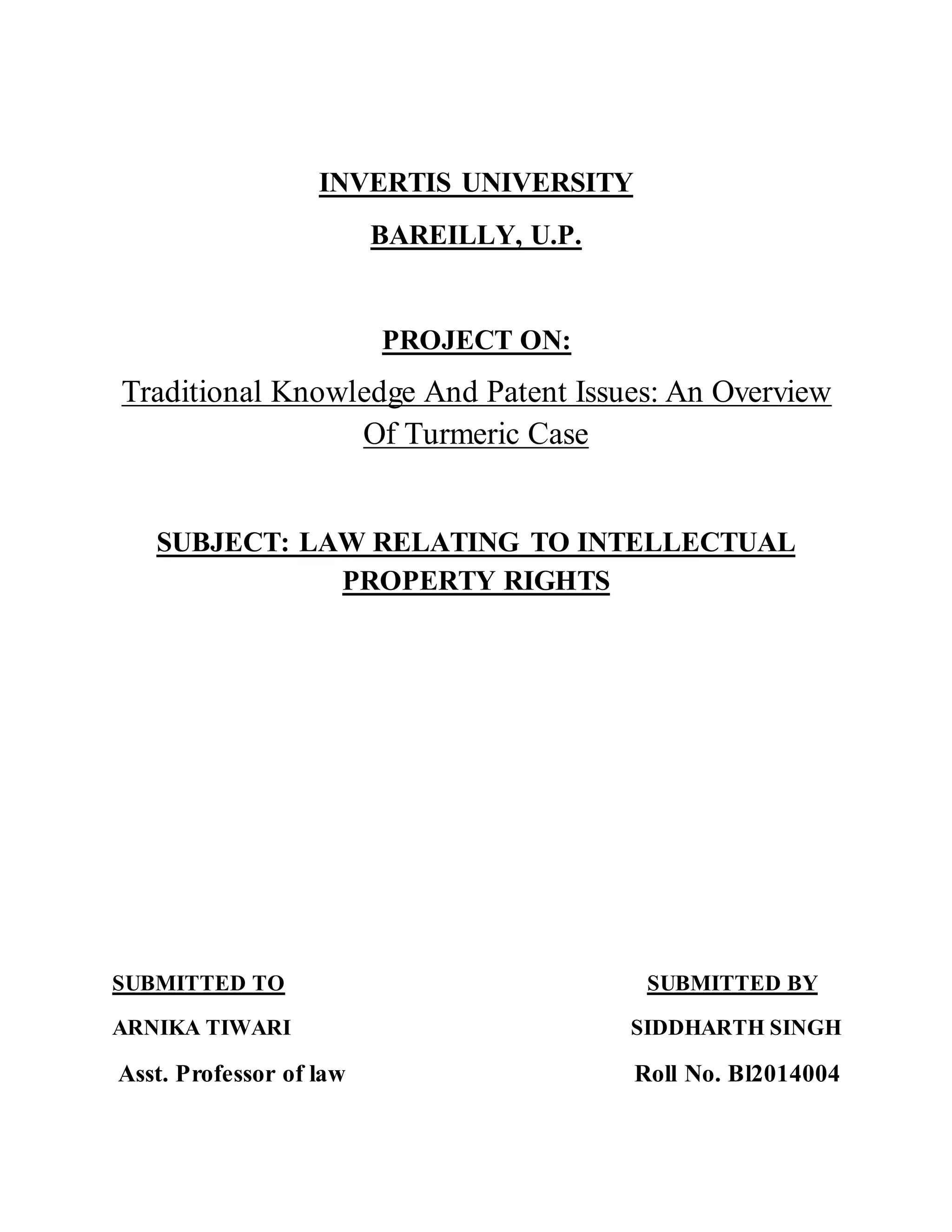 Turmeric Patent Case | DOCX