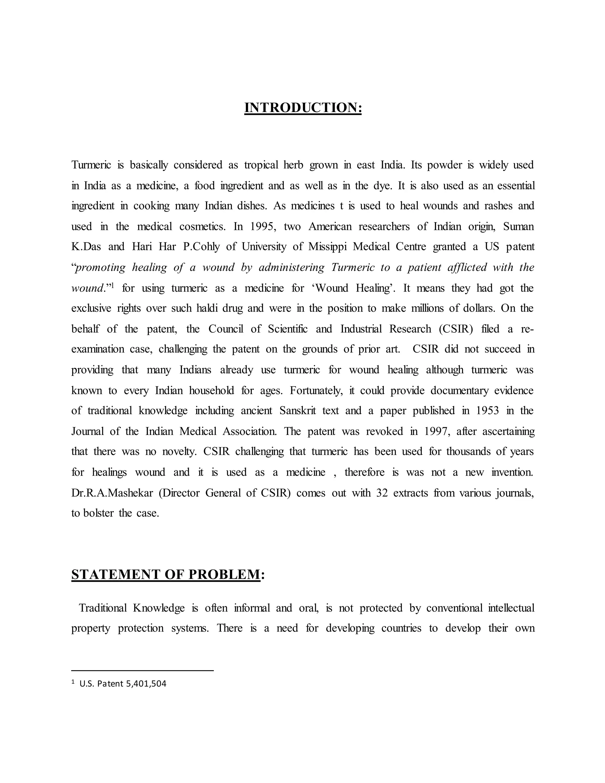 Turmeric Patent Case | DOCX