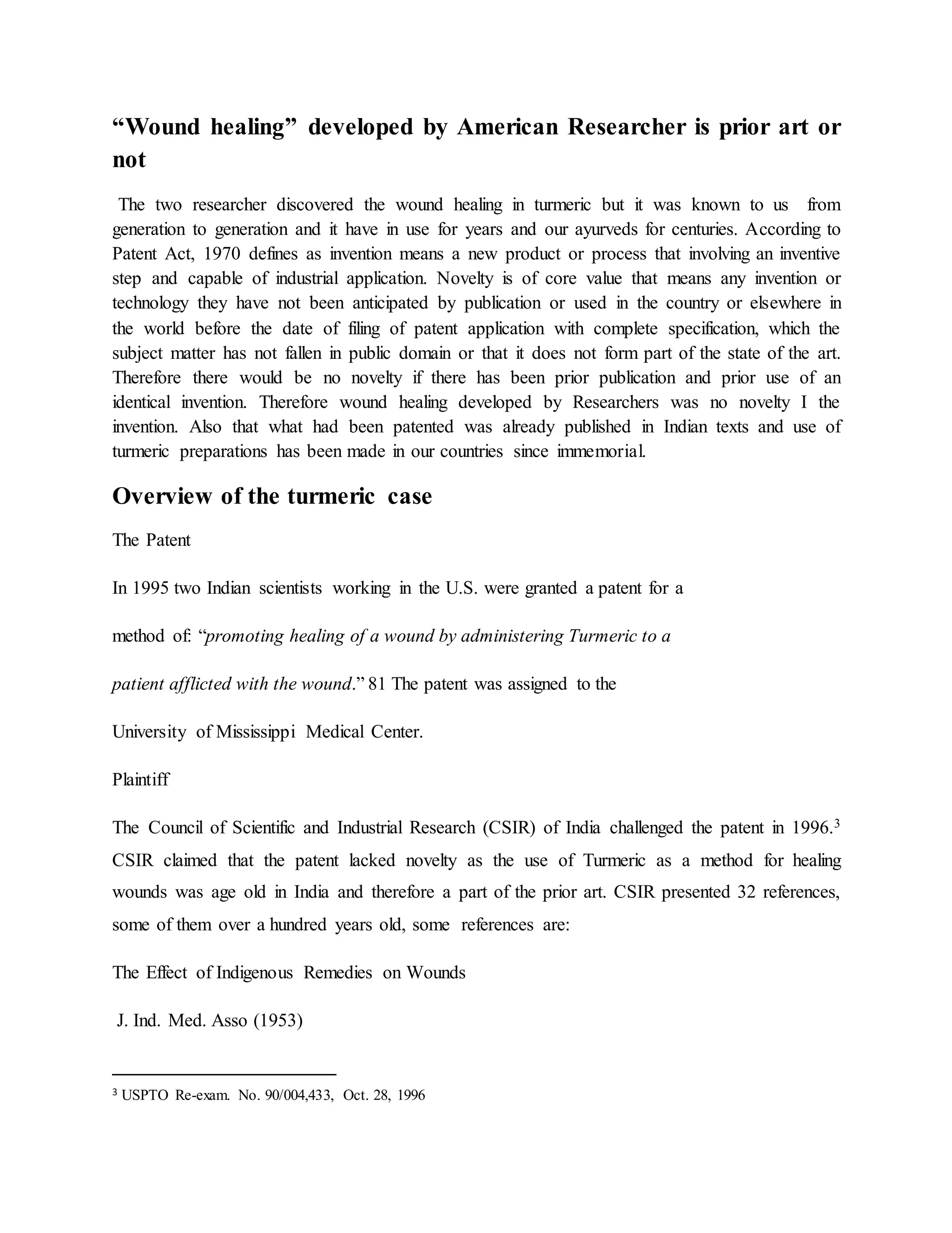 Turmeric Patent Case | DOCX