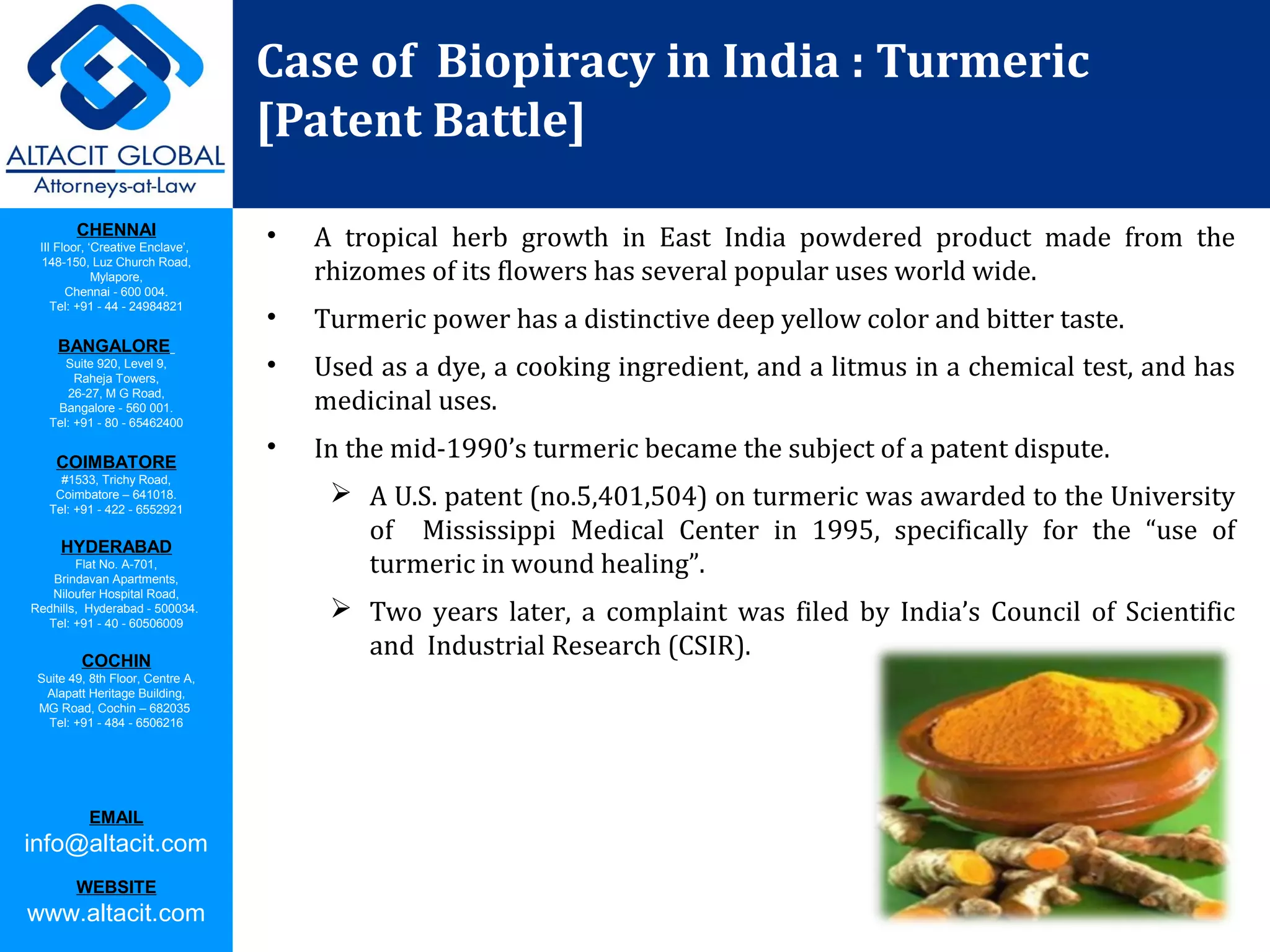 Turmeric patent battle | PPT