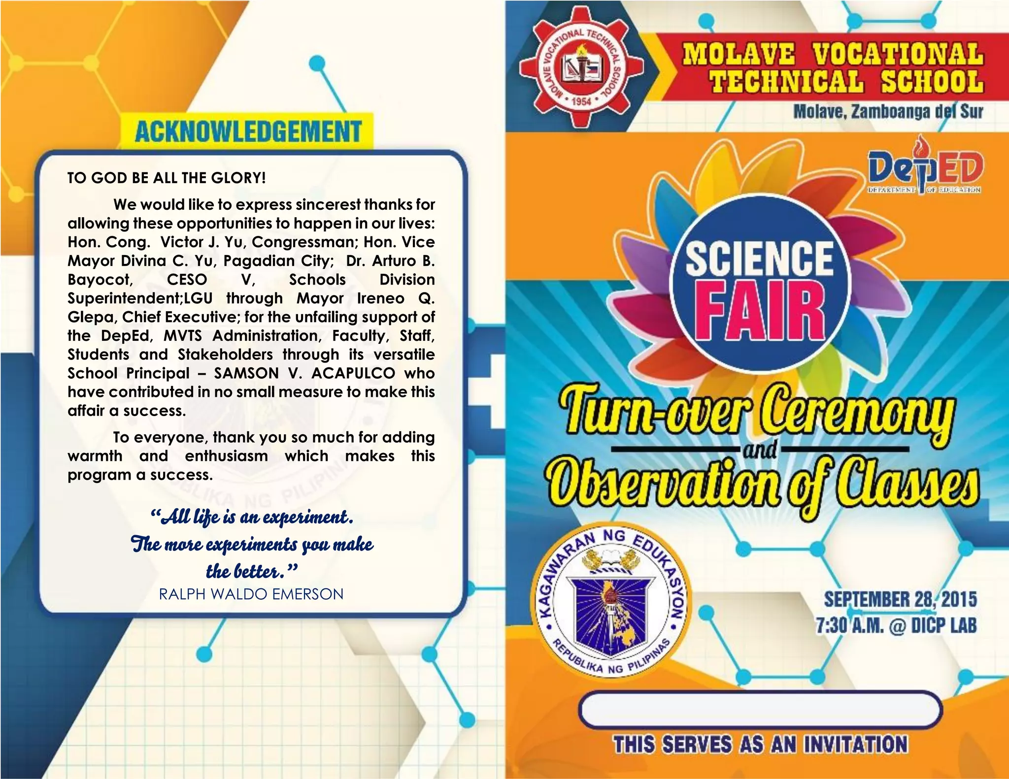 MVTS Science Fair Turn-Over Ceremony 2015 | PDF
