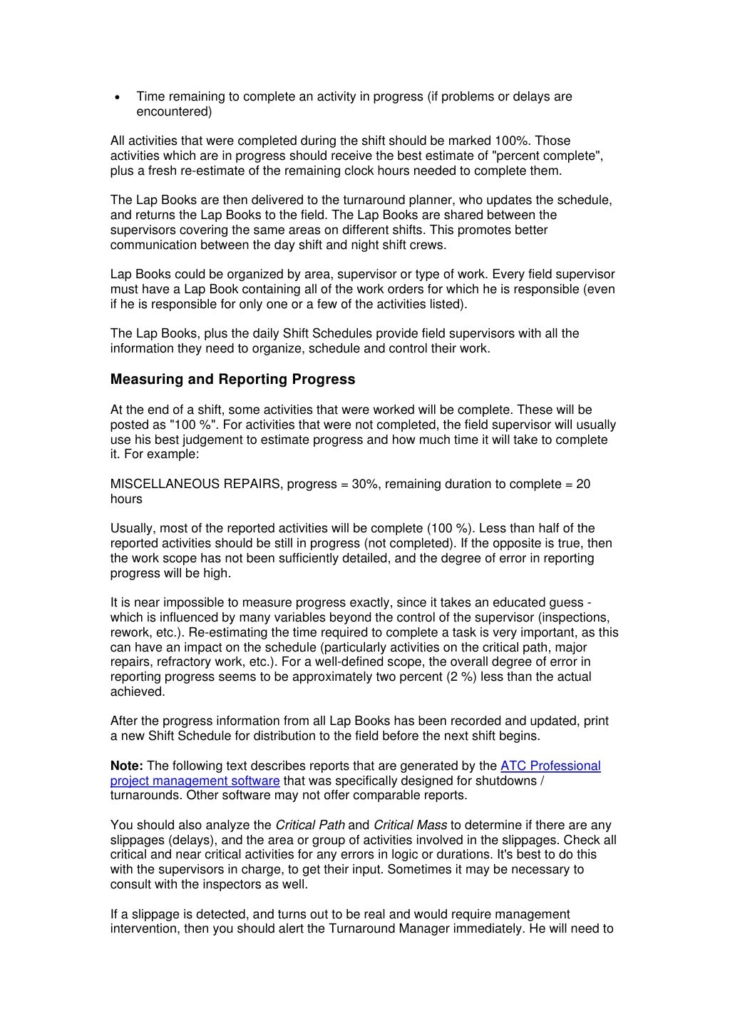 Turnaround Project Planner Primer