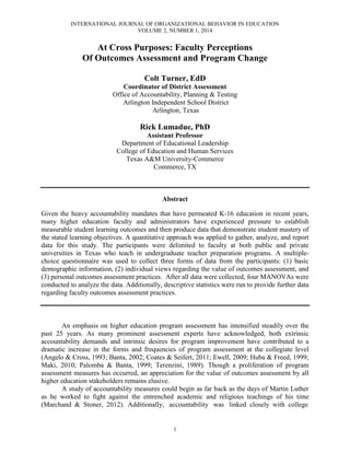 Turner, colt cross purposes ijobe v2 n1 2014 | PDF | College Planning ...