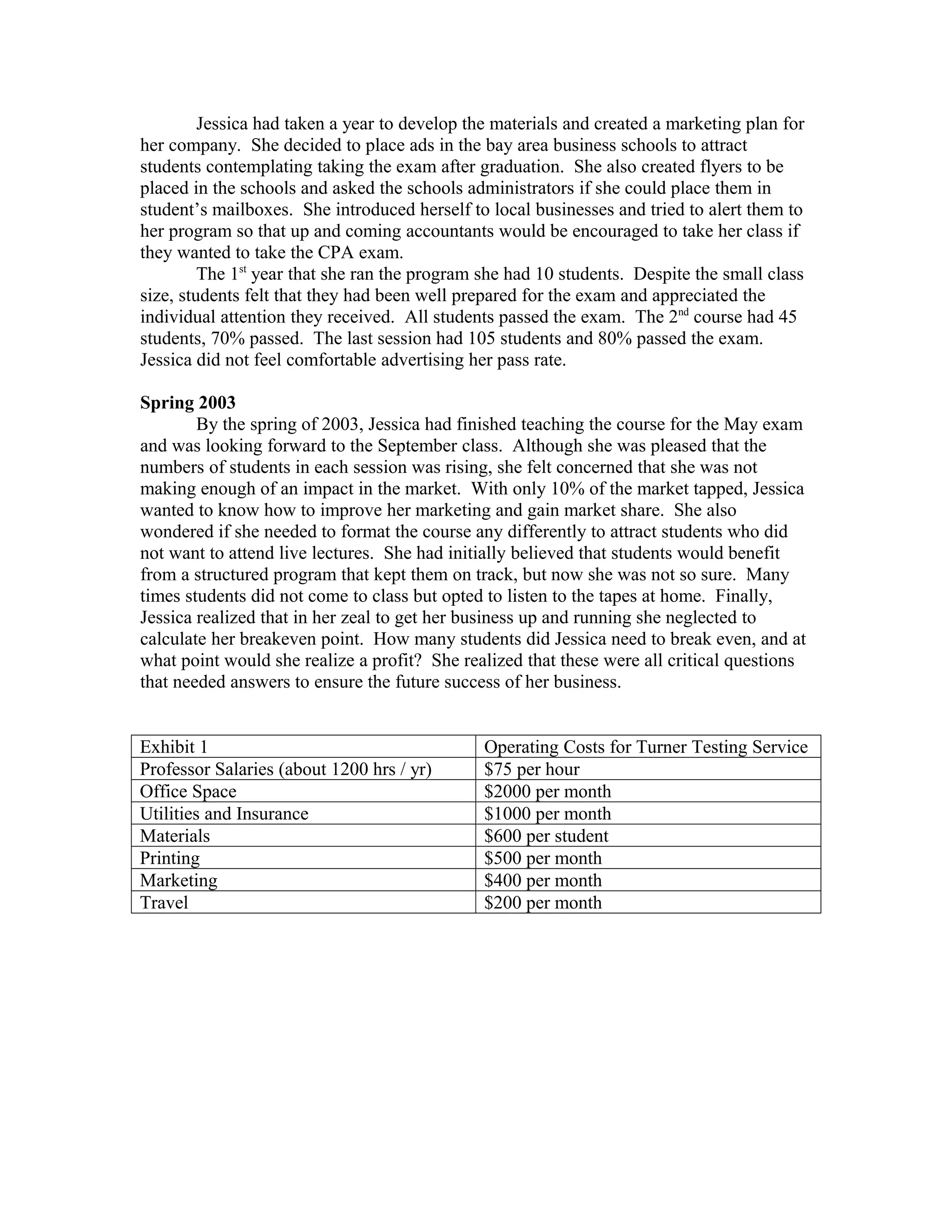 Turner test prep co case | DOC