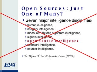 Deriving Intelligence from Open Source Information | PPS | Technology & Computing