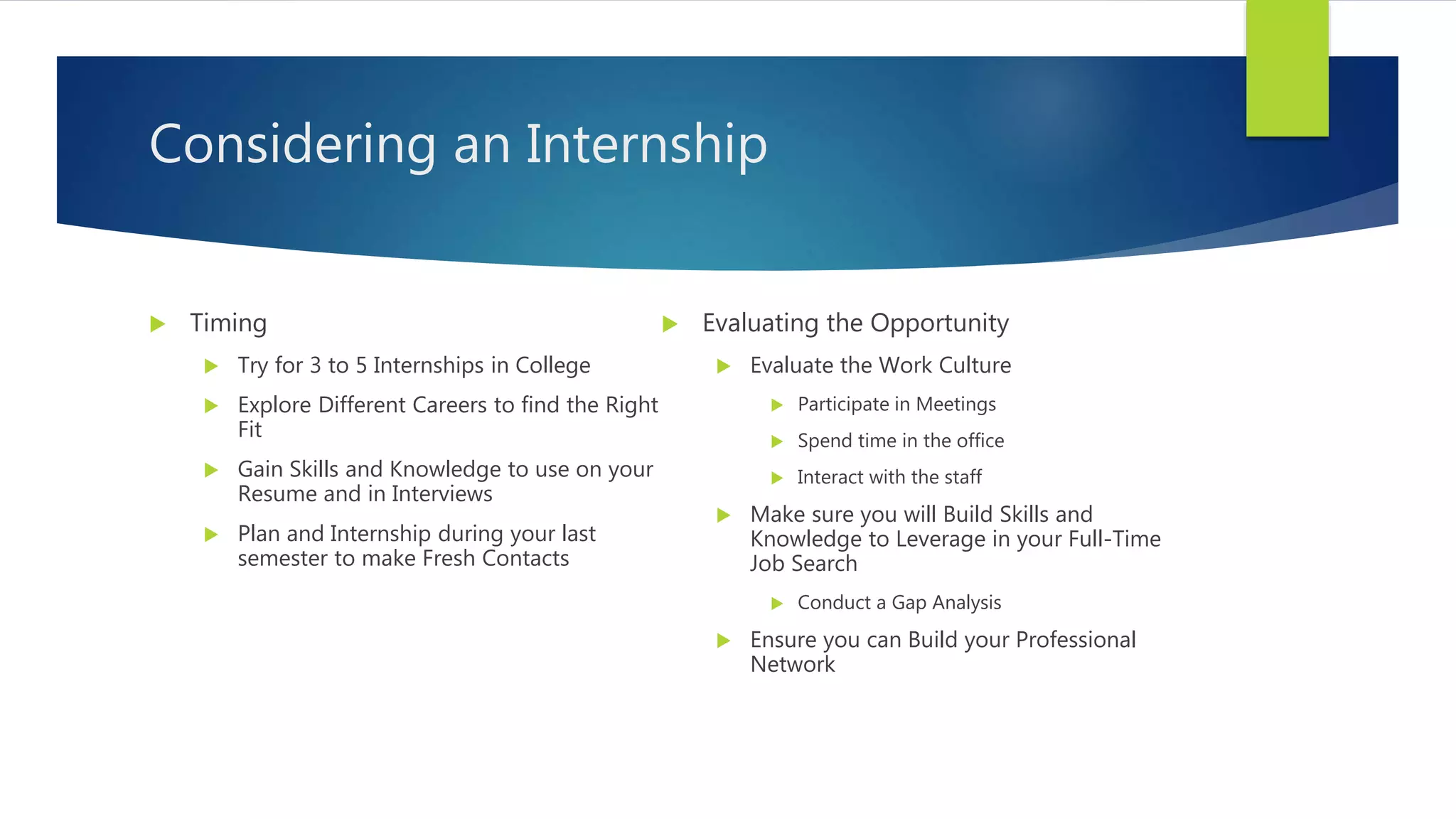 Turning an Internship into a Job | PPT