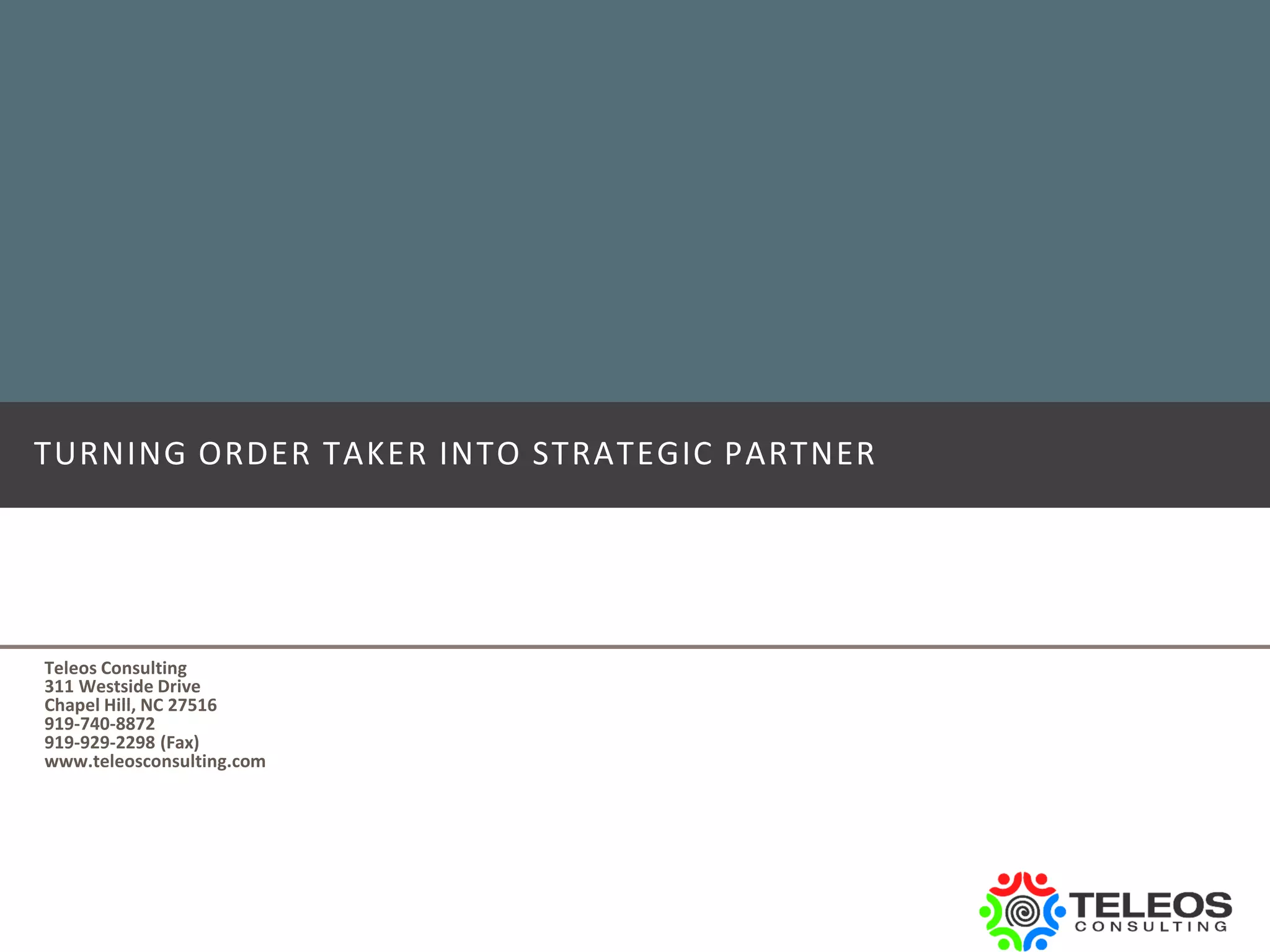 Turning Order Taker into Strategic Partner | PDF
