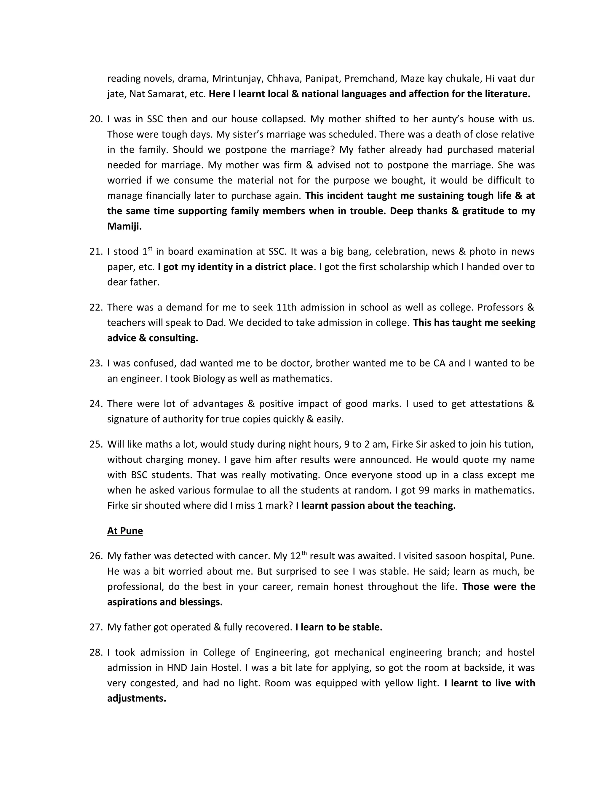 Turning point life-storyof-a-student-part 1 | DOC