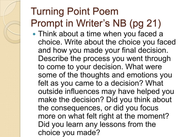 Turning Point Poem | PPT