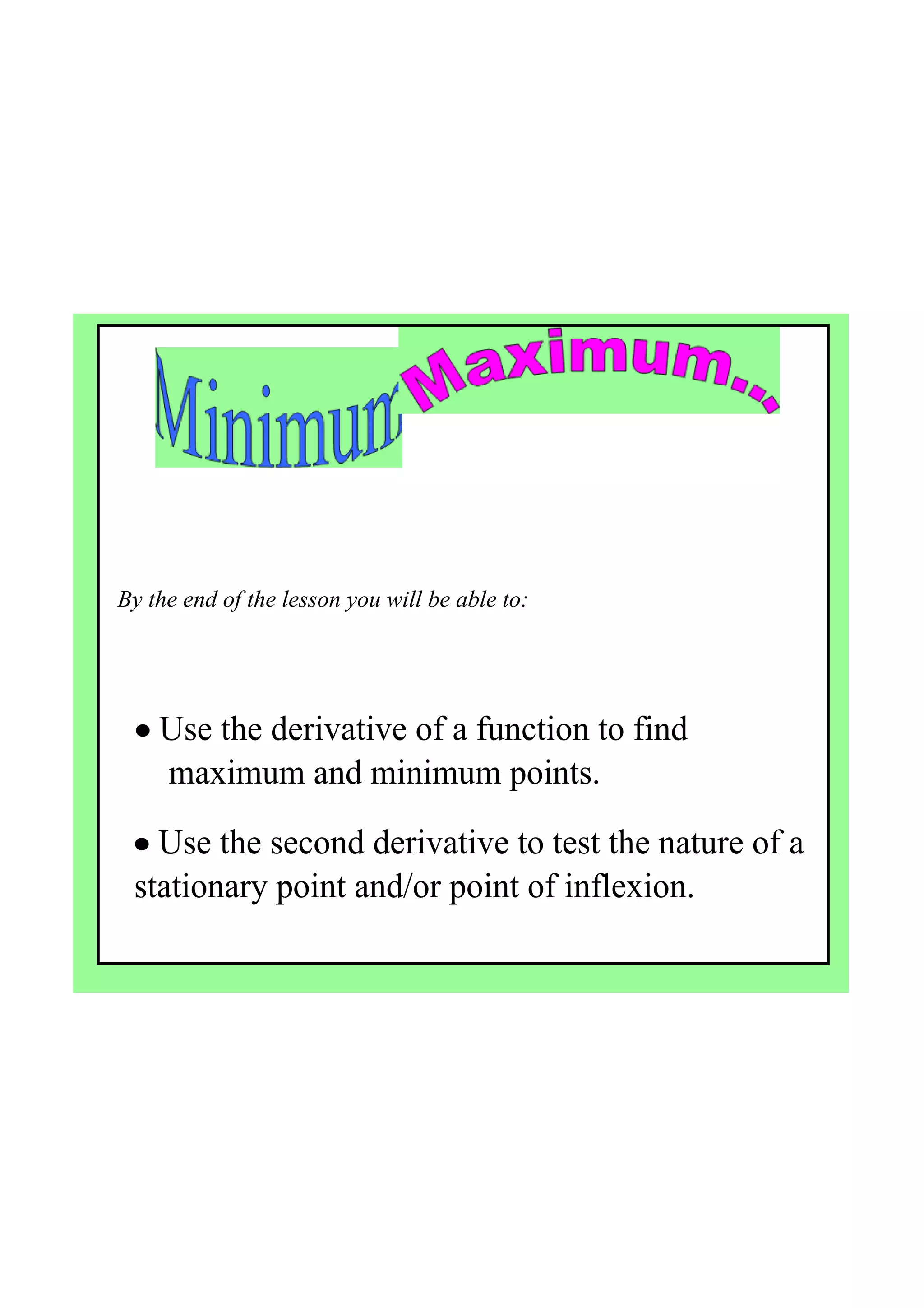 IB Maths. Turning points. First derivative test | PDF