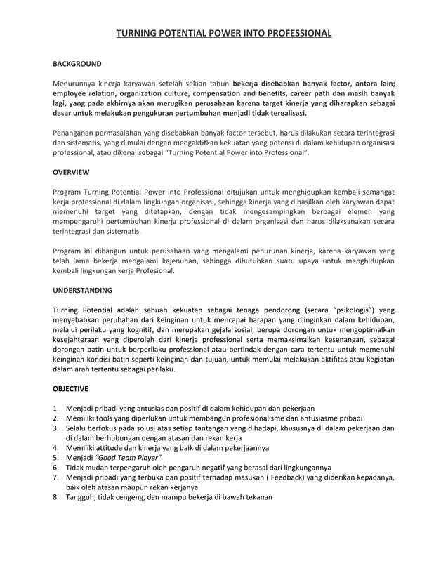 Turning potential power into professional | PDF