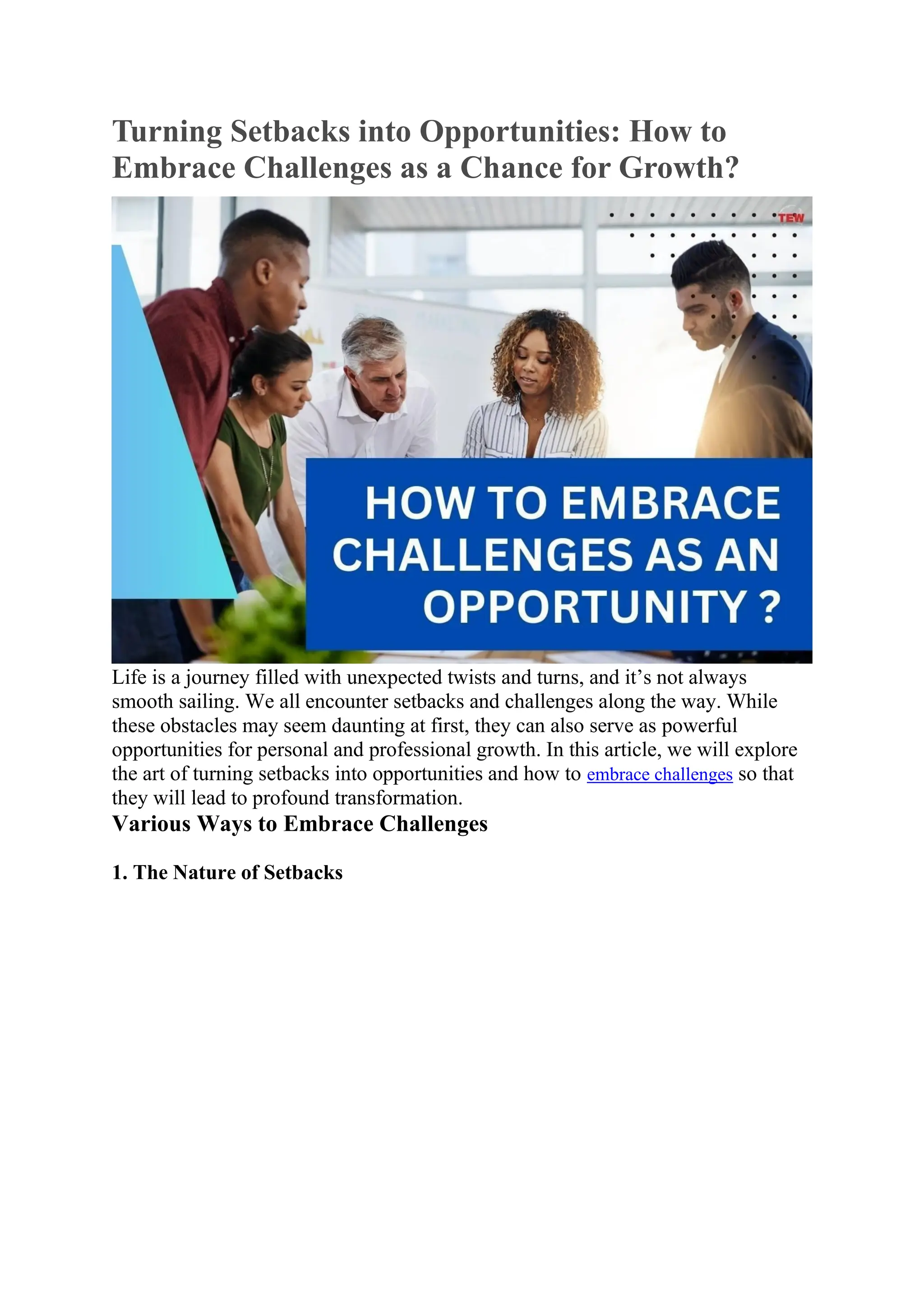 How to Embrace Challenges as a Chance for Growth? | The Enterprise ...