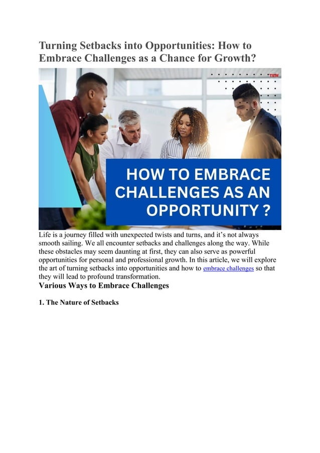 How to Embrace Challenges as a Chance for Growth? | The Enterprise ...