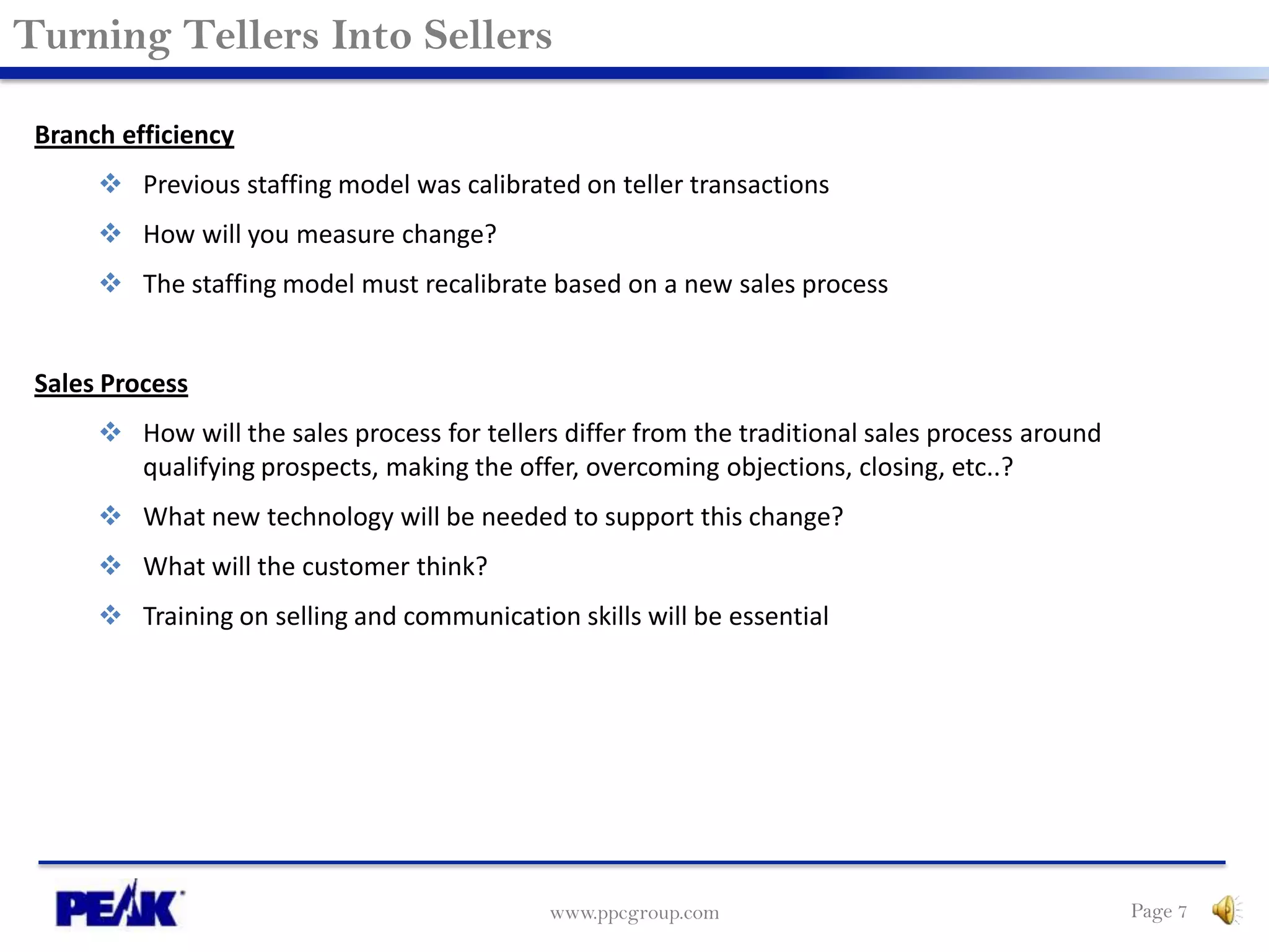 Turning tellers into sellers | PPTX