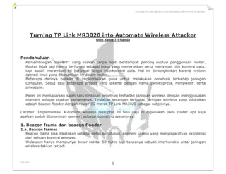 Turning tp link mr3020 into automate wireless attacker (paper) | PDF