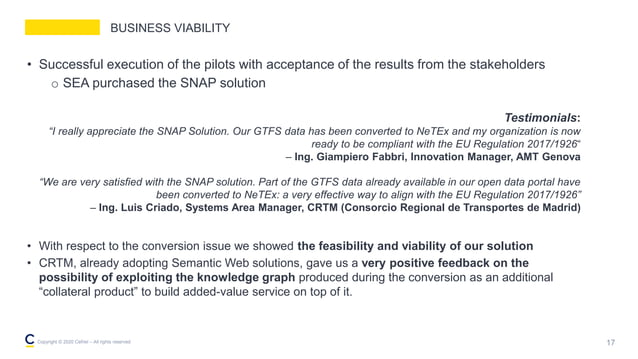 Turning Transport Data to Comply with EU standards while Enabling a ...