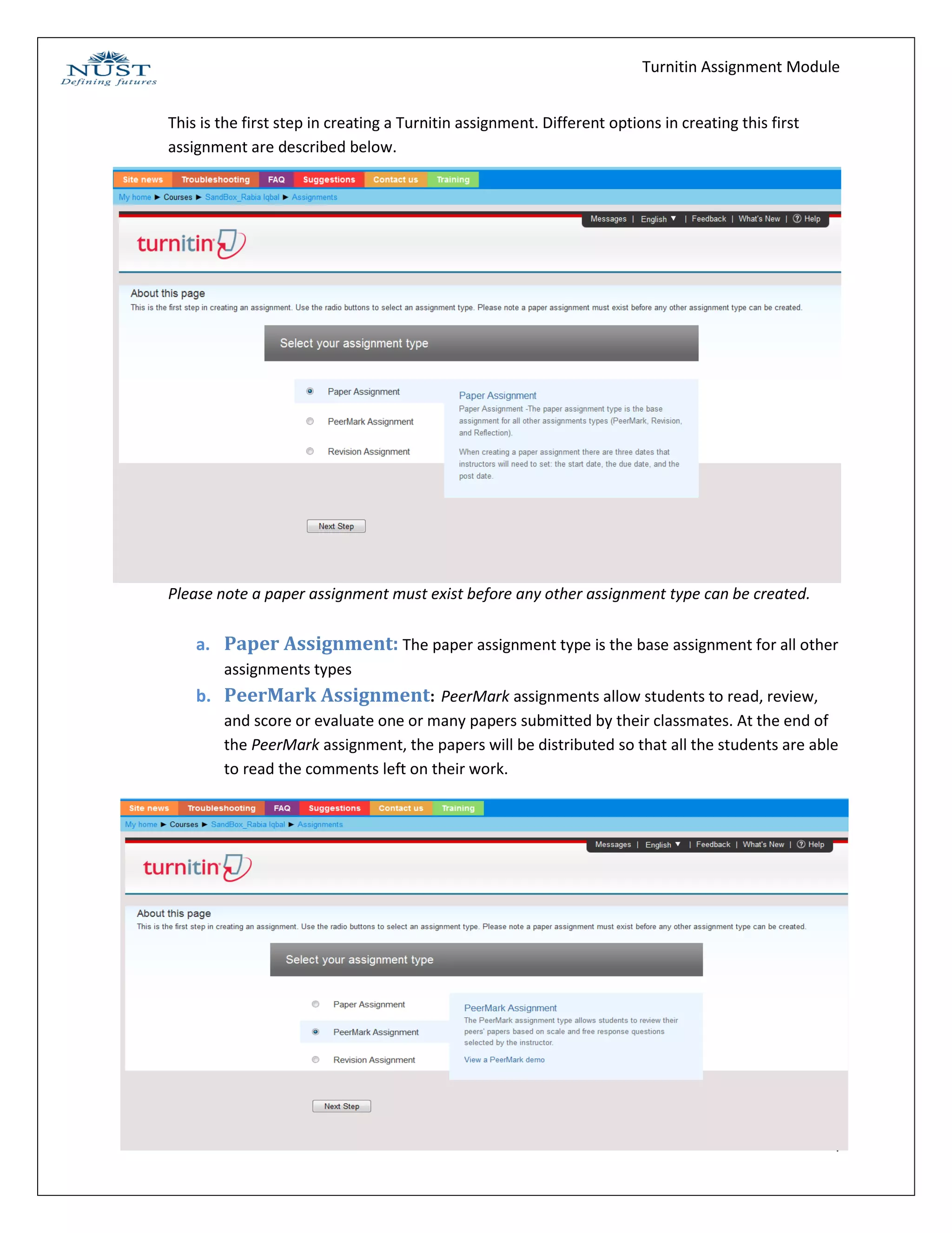 Turnitin assignments module (how teachers will create turnitin assignments) | PDF