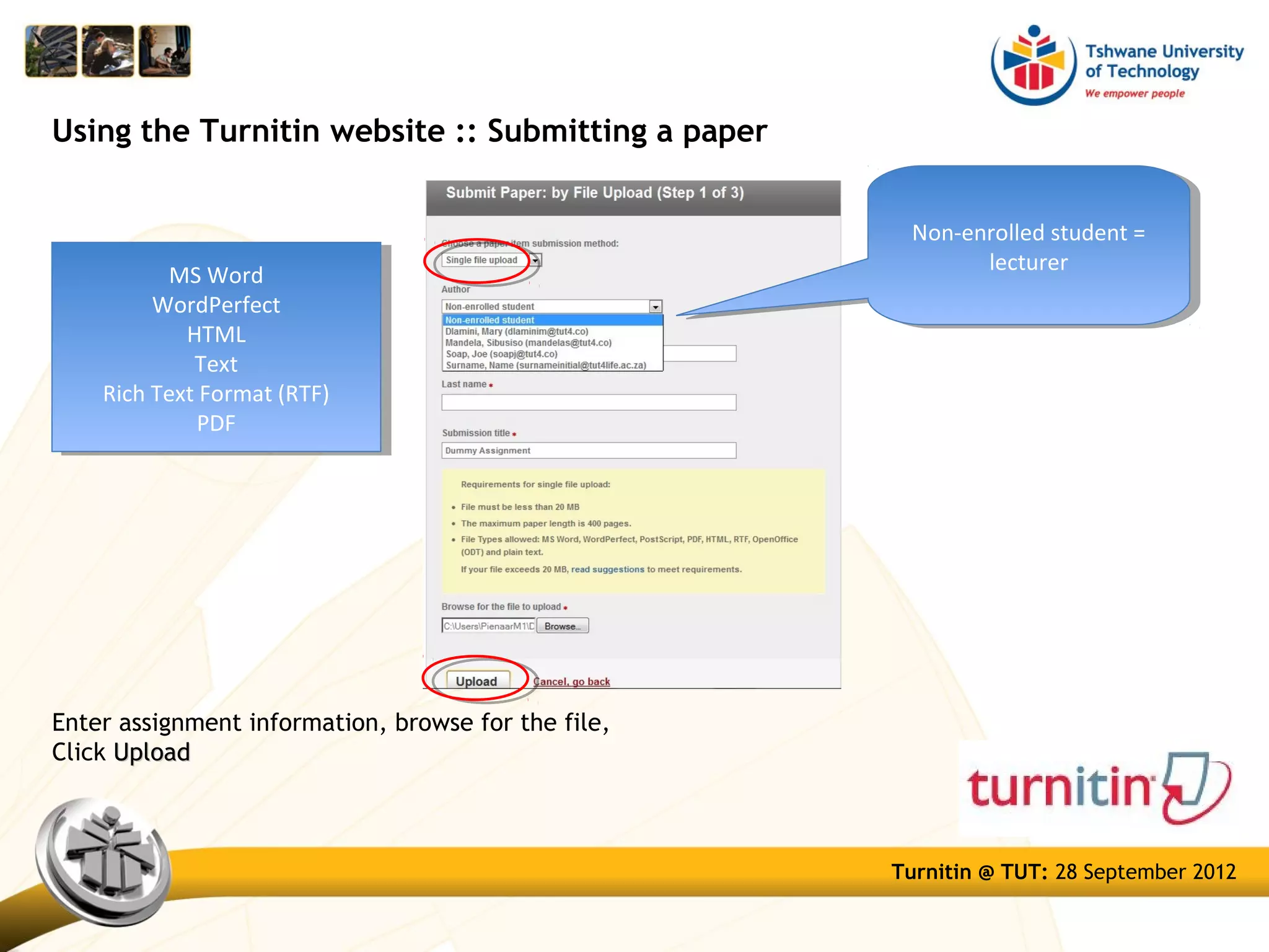 Turnitin @ TUT (information & overview) | PPT