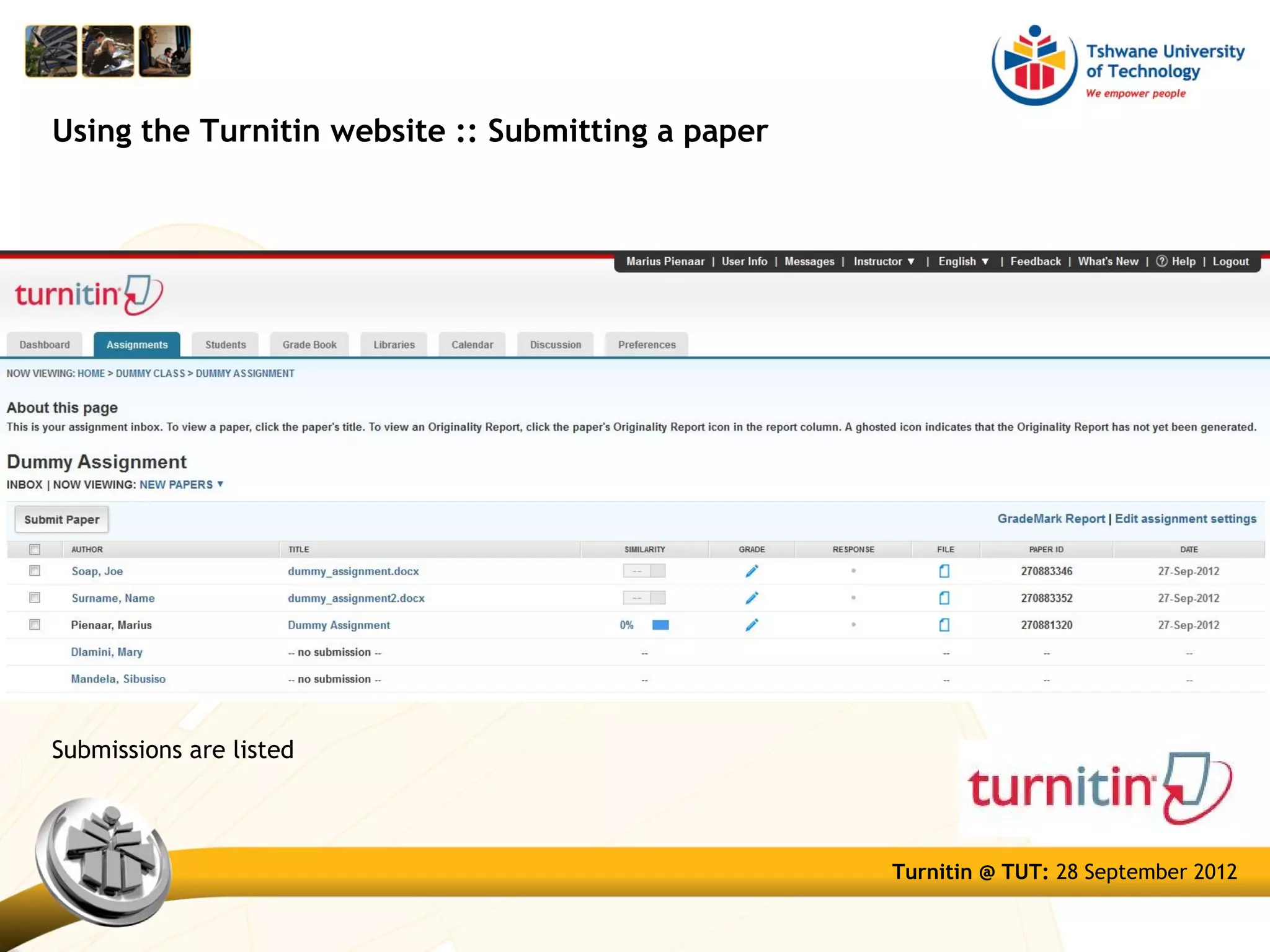 Turnitin @ TUT (information & overview) | PPT