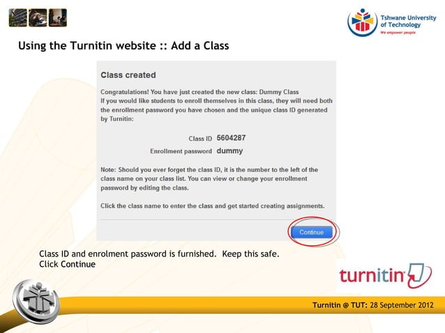 Turnitin @ TUT (information & overview) | PPT | Homework and Study ...