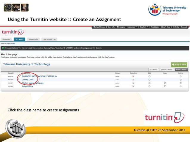 Turnitin @ TUT (information & overview) | PPT | Homework and Study ...