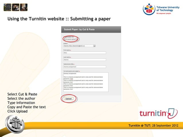 Turnitin @ TUT (information & overview) | PPT | Homework and Study ...