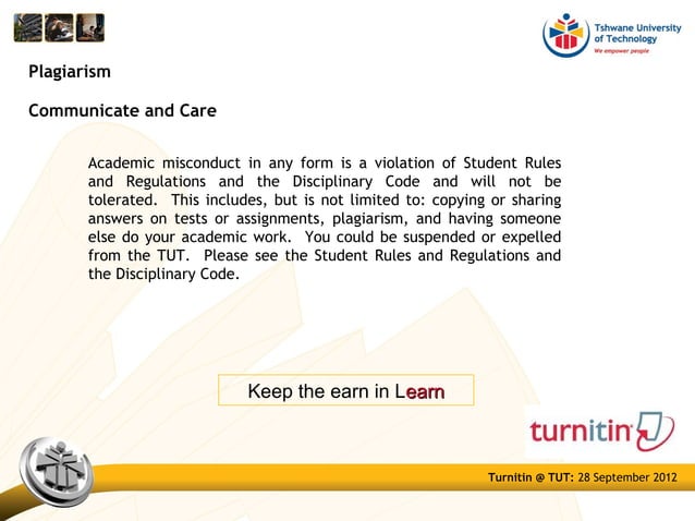 Turnitin @ TUT (information & overview) | PPT | Homework and Study ...