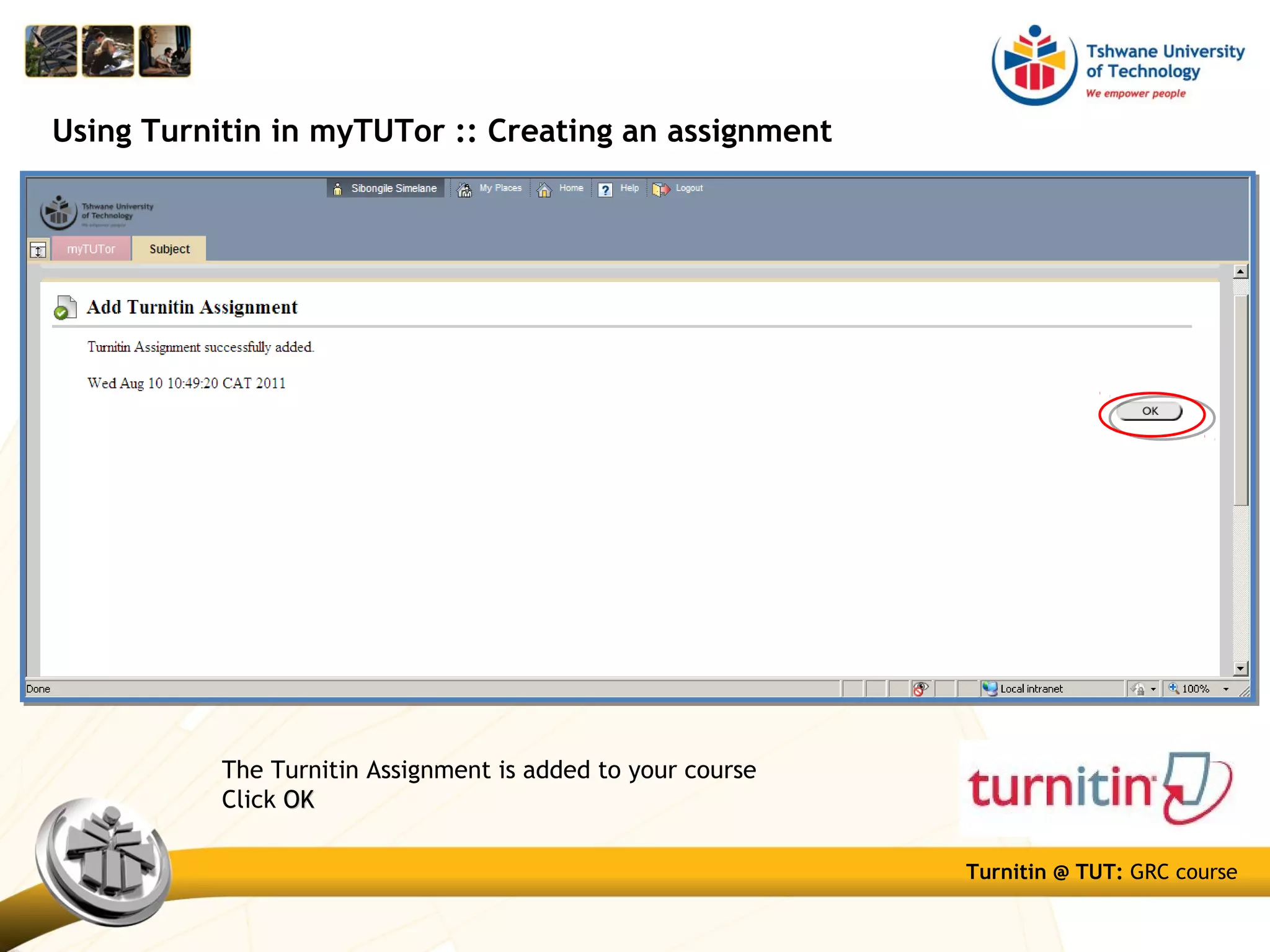 Turnitin @ TUT : Turnitin website | PPT