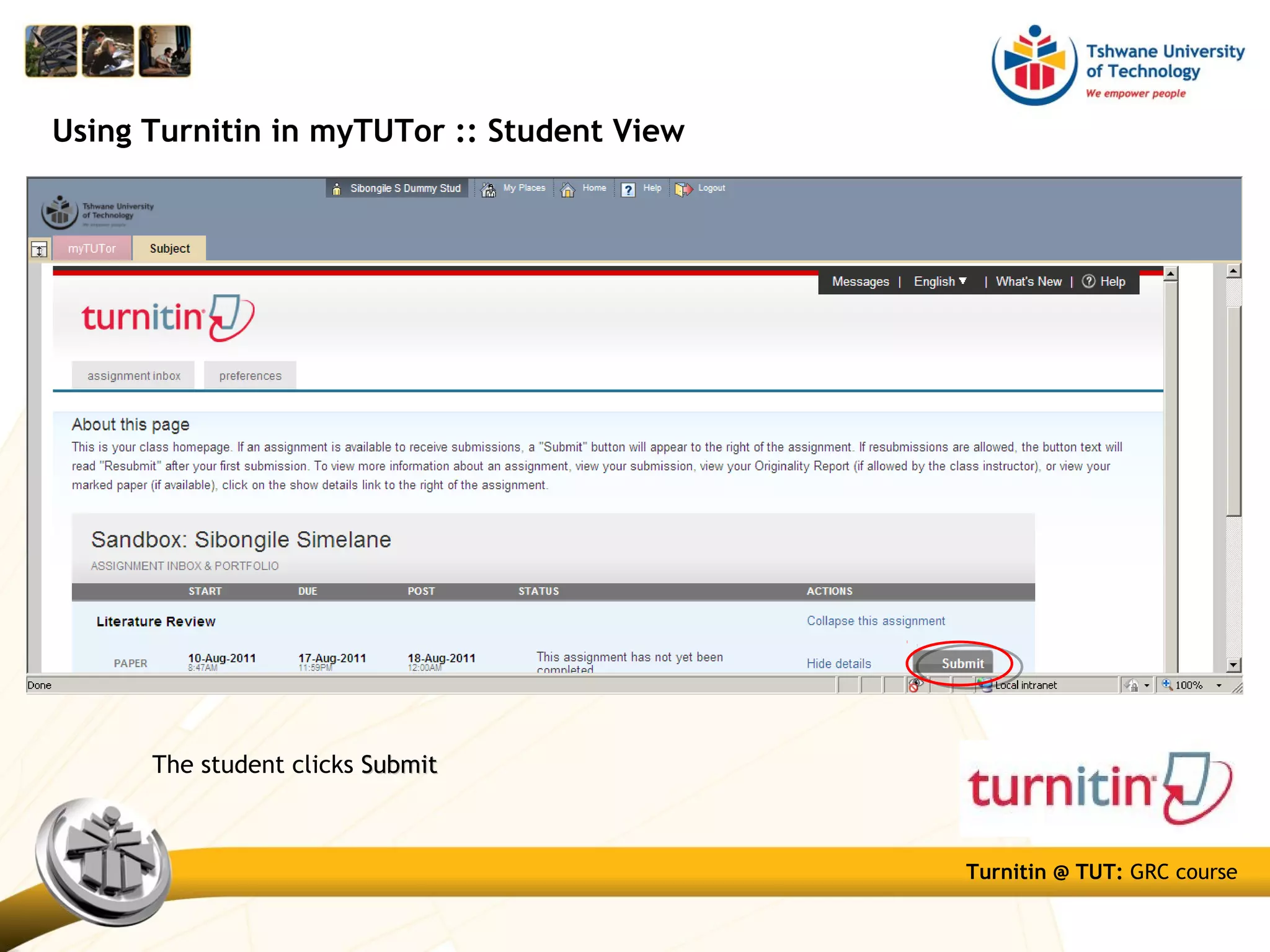 Turnitin @ TUT : Turnitin website | PPT