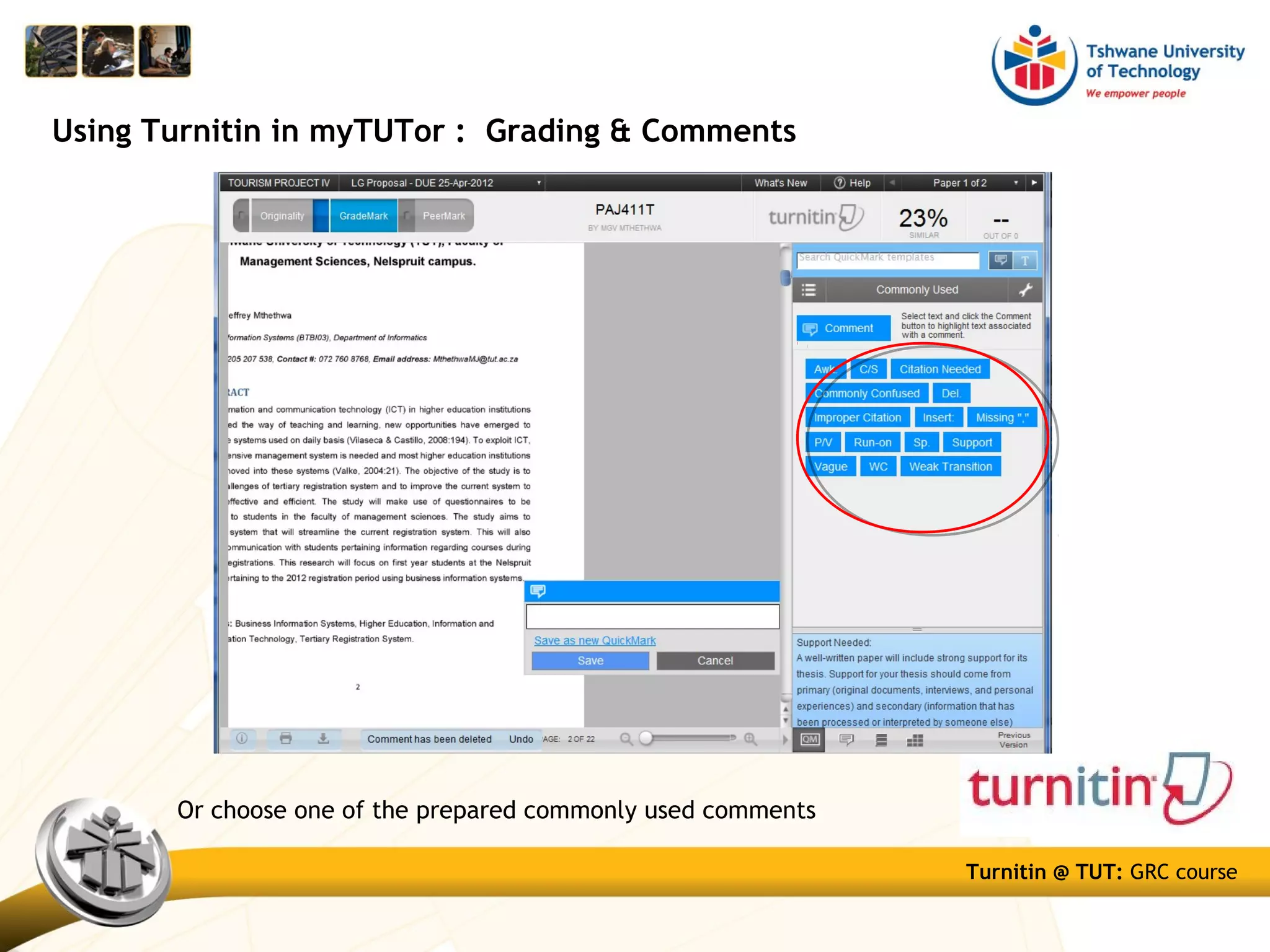 Turnitin @ TUT : Turnitin website | PPT