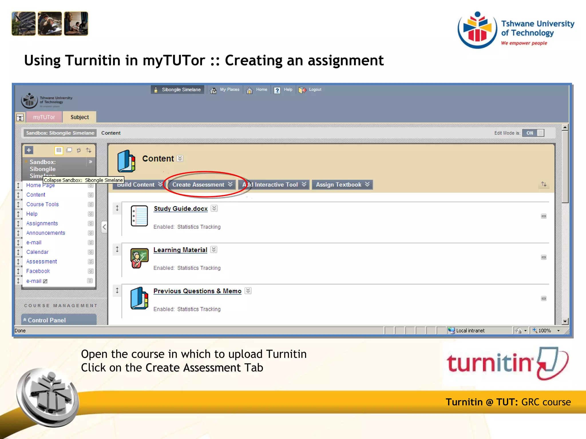 Turnitin @ TUT : Turnitin website | PPT