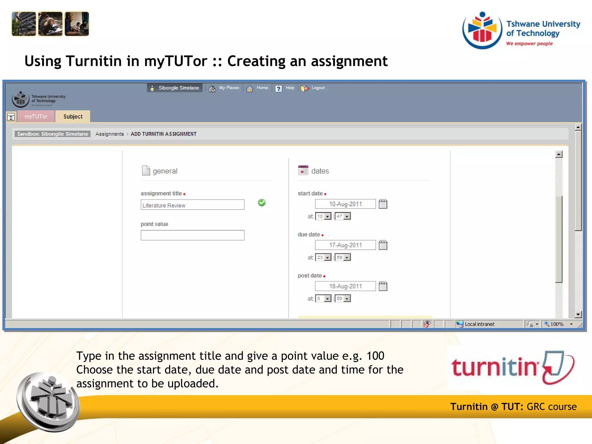 Turnitin @ TUT : Turnitin website | PPT