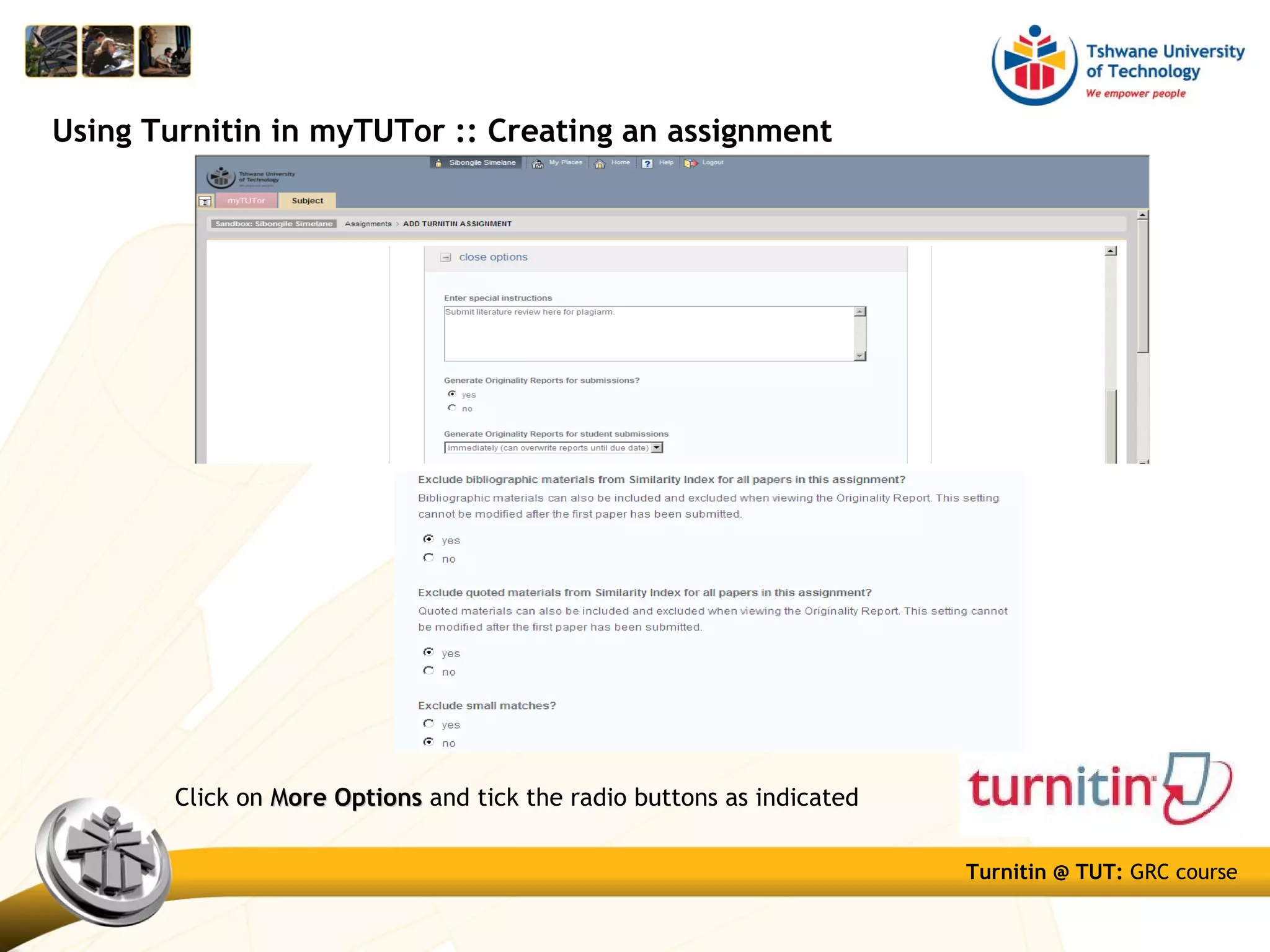 Turnitin @ TUT : Turnitin website | PPT
