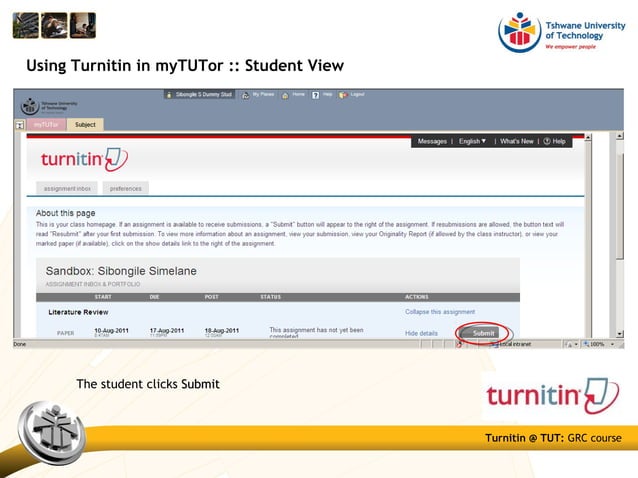 Turnitin @ TUT : Turnitin website | PPT | Technology & Computing