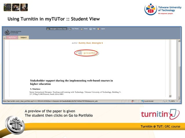 Turnitin @ TUT : Turnitin website | PPT | Technology & Computing