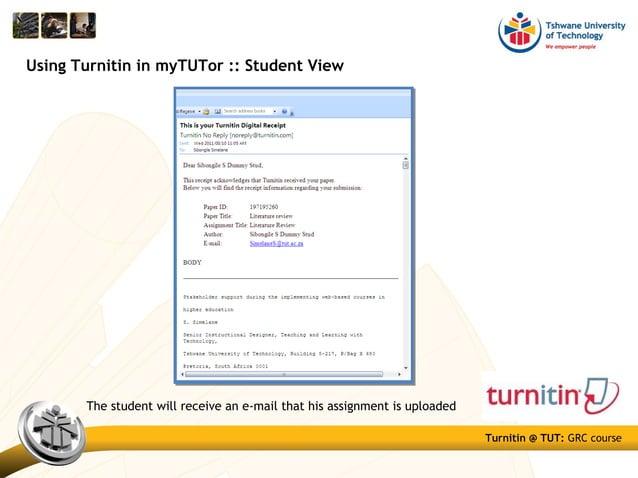 Turnitin @ TUT : Turnitin website | PPT | Technology & Computing
