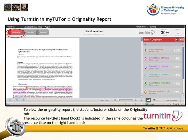 Turnitin @ TUT : Turnitin website | PPT | Technology & Computing