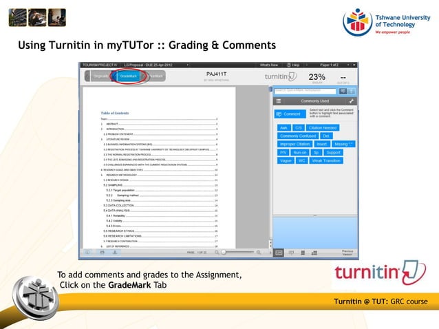 Turnitin @ TUT : Turnitin website | PPT | Technology & Computing