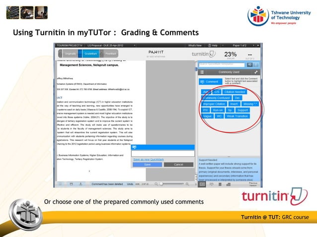 Turnitin @ TUT : Turnitin website | PPT | Technology & Computing