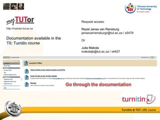 Turnitin @ TUT : Turnitin website | PPT