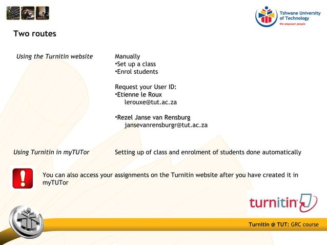 Turnitin @ TUT : Turnitin website | PPT | Technology & Computing