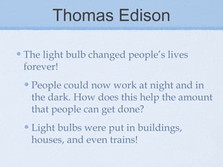 Turn of the century in america unit lesson 1 - edison and bell - power ...